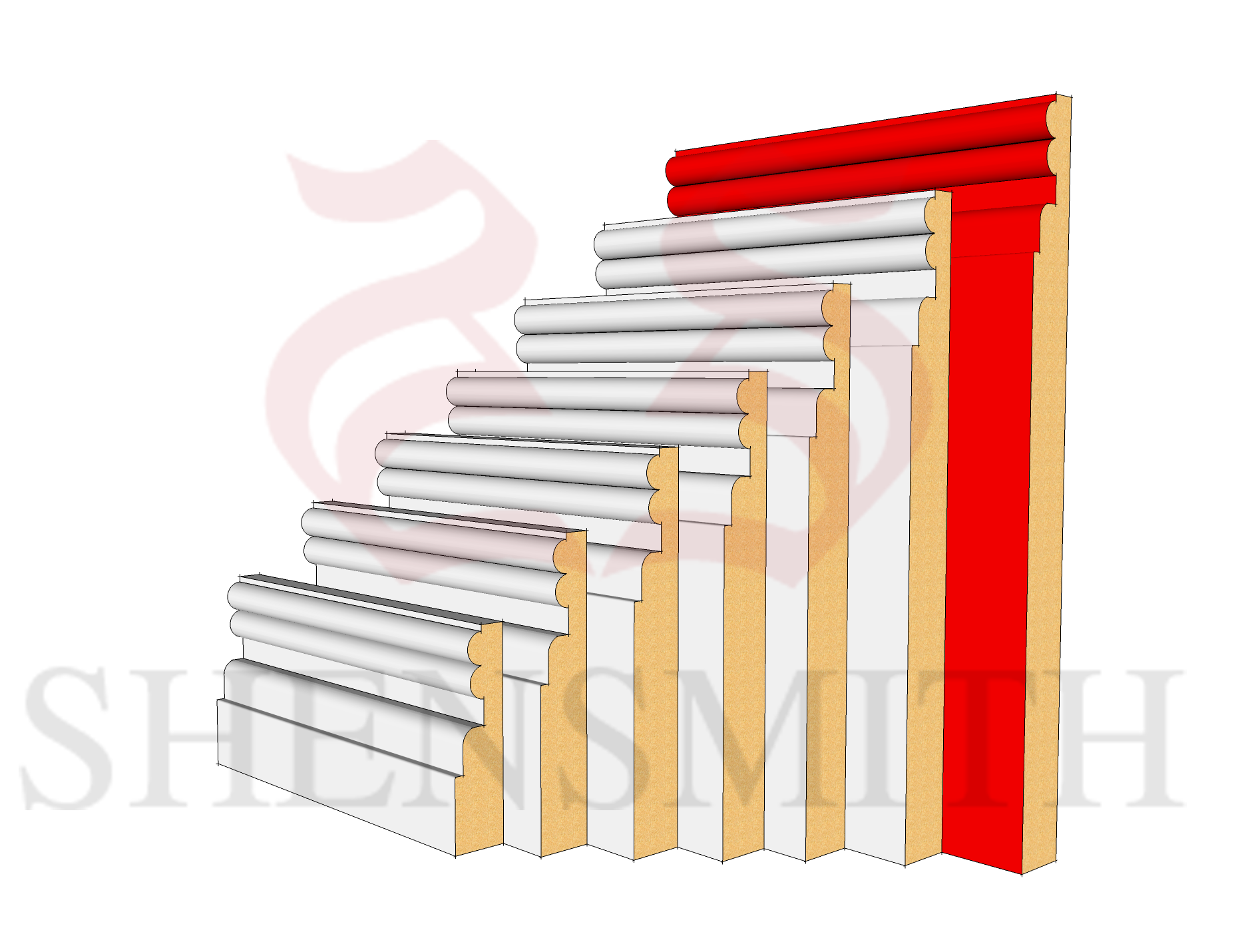 Reeded 2 MDF Skirting Board 219mm – SkirtingBoards.com®